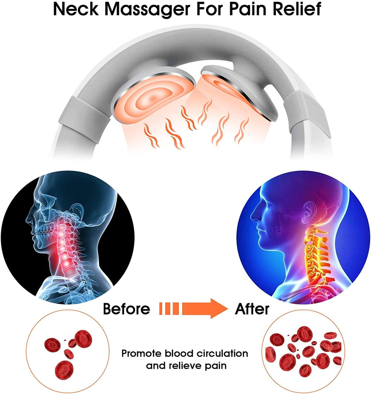 Neck Massager for Neck Pain Treatment with Heat, EMS & Pulse Therapy ...
